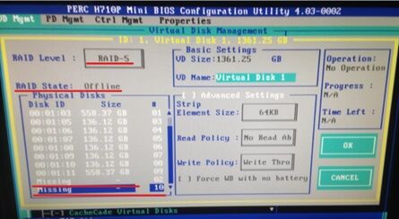 2 hard disks are missing in RAID 5 and virtual drive gone offline in ...